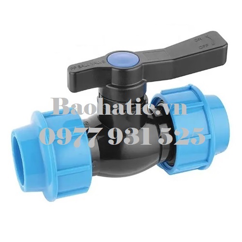 Van bi rắc co HDPE D110, Van bi nhựa HDPE D110, Van 2 đầu rắc co HDPE D110