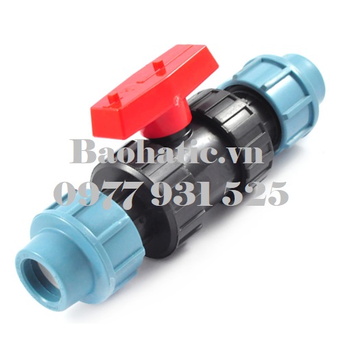 Van bi rắc co HDPE D110, Van bi nhựa HDPE D110, Van 2 đầu rắc co HDPE D110