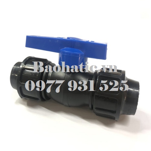 Van bi rắc co HDPE D110, Van bi nhựa HDPE D110, Van 2 đầu rắc co HDPE D110
